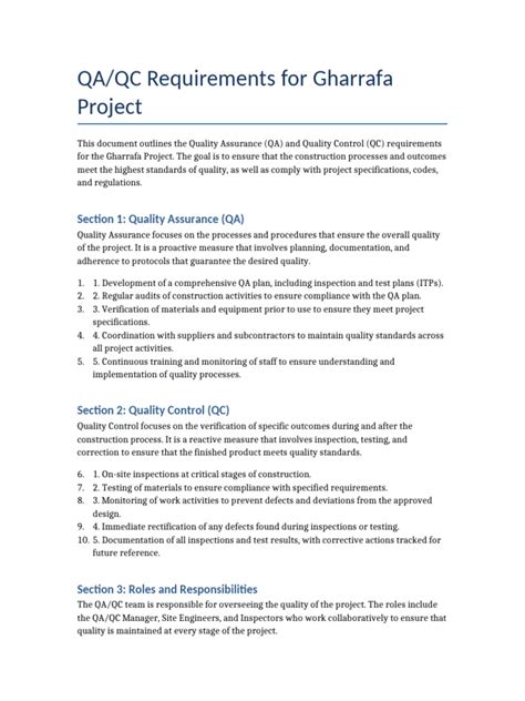 Qaqcrequirementsgharrafaproject Pdf