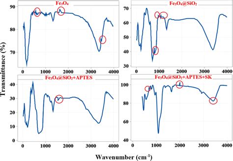 Ftir Spectra Of Fe3o4 Fe3o4 Sio2 Fe3o4 Sio2 Aptes And Download Scientific Diagram