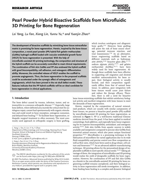 Pdf Pearl Powder Hybrid Bioactive Scaffolds From Microfluidic 3d Printing For Bone Regeneration