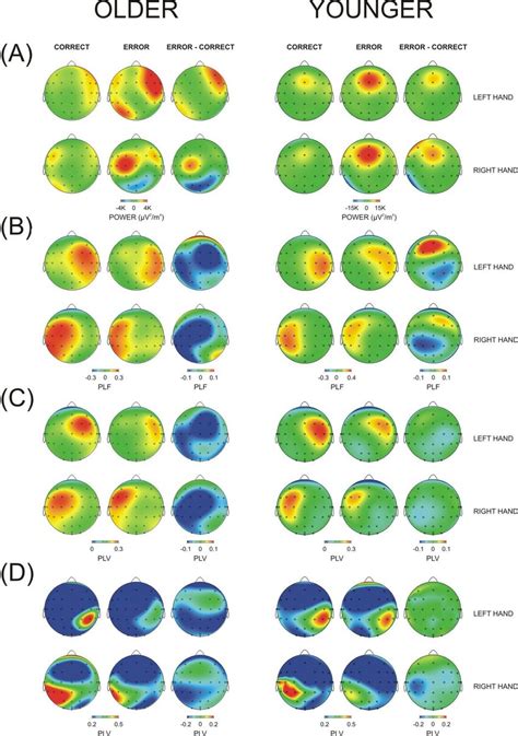 Topography Maps For Correct Error And Error Minus Correct Difference Download Scientific