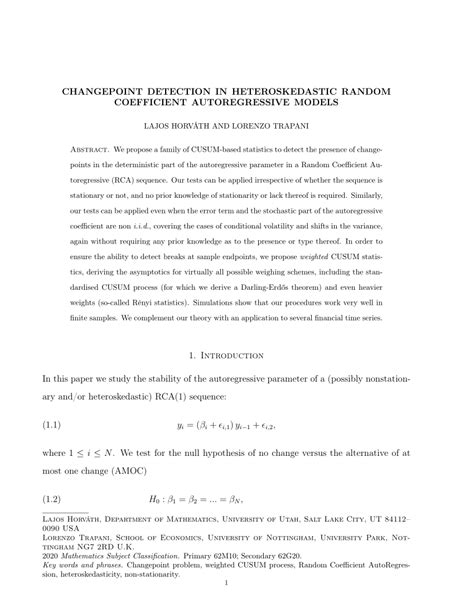 pdf testing for randomness in a random coefficient autoregression model