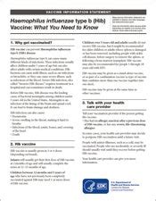 Haemophilus Influenzae Type B Hib Vaccine Information Statement