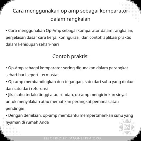 Cara Menggunakan Op Amp Sebagai Komparator Dalam Rangkaian