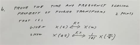 Solved Prove The Time And Frequency Scaling Property Of Chegg Com