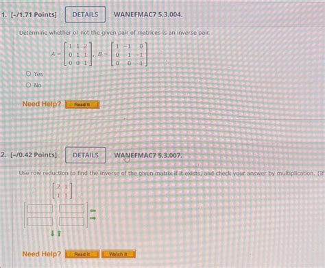 Solved Determine Whether Or Not The Given Pair Of Matrices