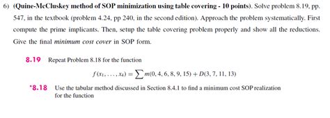 Solved 6 Quine Mccluskey Method Of Sop Minimization Sing
