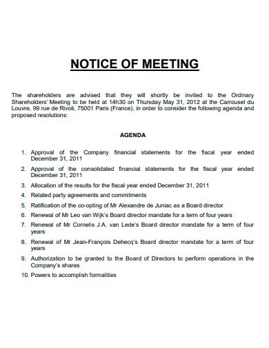 Notice Of Meeting Format Notice Writing Format Tips Topics