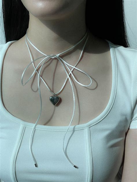 발레코어 하트 스트링 목걸이 에이블리