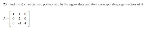 Solved 23 Find The A Characteristic Polynomial B The