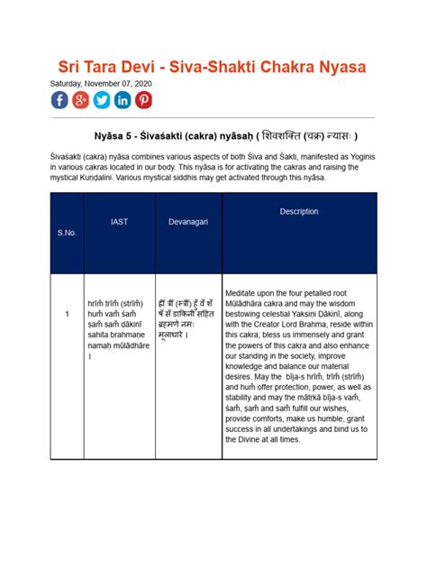 5sri Tara Devi Shiva Shakti Chakra Nyasa Pdf Devi Chakra