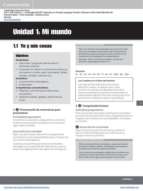 Cambridge Igcse Spanish As A Foreign Language Teacher S Resource With