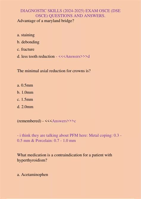 Diagnostic Skills Exam Osce Dse Osce Questions And Answers Diagnostic Skills Stuvia Us