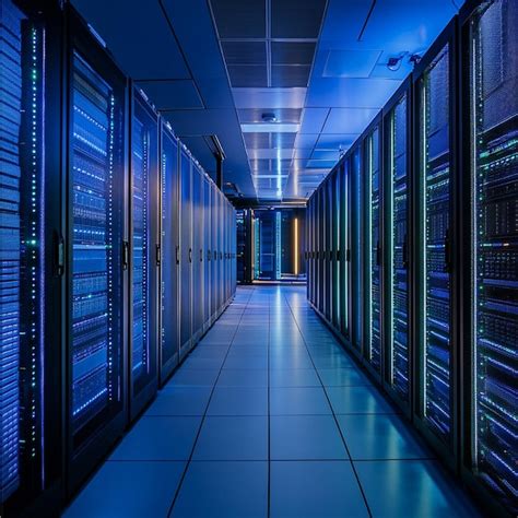 A Hightech Data Center With Rows Of Servers And Cooling Systems Premium Ai Generated Image