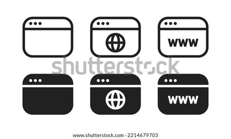 Browser Window Icon Set Black Outline Stock Vector Royalty Free