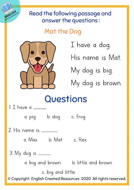 Kindergarten Reading Comprehension Part 1 First Grade Reading