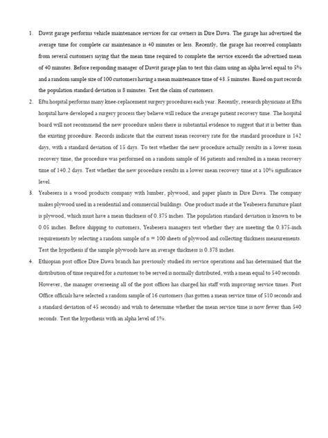 Examples On Hypothesis Testing Pdf Standard Deviation