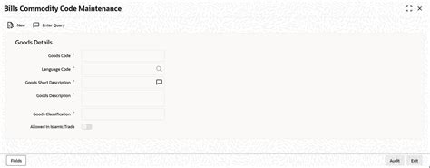 Maintain Commodity Codes