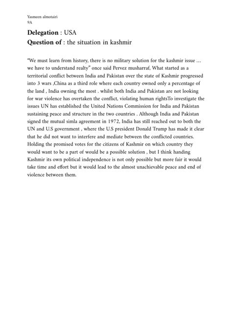 How To Write A Policy Statement For Mun