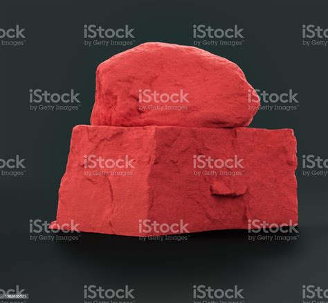 복사 공간 3d 렌더링이 있는 제품 디스플레이를 위한 어두운 배경의 빨간색 바위 0명에 대한 스톡 사진 및 기타 이미지 0명