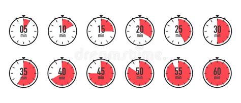 Timer Stopwatch Icons Clock With Different Minutes From 5 To 60 Countdown Timer Set Delivery