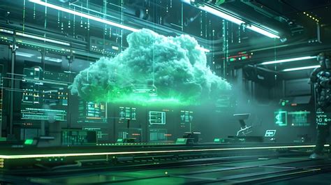conceptual cloud computing interface hovering above a digital device