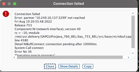 Can You Help Me With This Error Connection Failed SAP Community