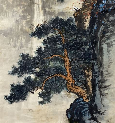 冯石甫 山水 黄山飛瀑 设色纸本立轴－【deal Price Picture】