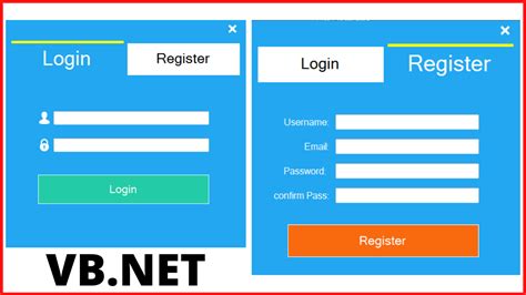 Vbnet Login And Register Form Design C Javaphp Programming