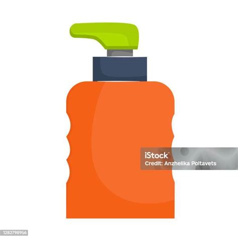 디스펜서 병은 흰색 배경에서 격리됩니다 액체 또는 살균용 디스펜서 손에 고르지 않은 표면이있는 밝은 병 평면 만화 스타일의 벡터 그림 건강관리와 의술에 대한 스톡 벡터 아트