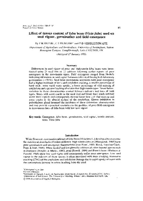 Pdf Effect Of Tannin Content Of Faba Bean Vicia Faba Seed On Seed