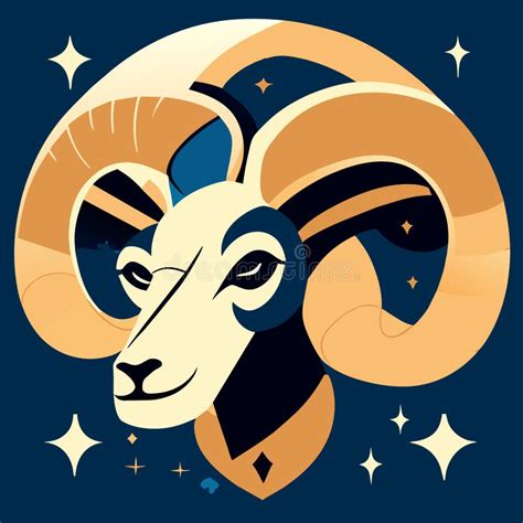 Ram Head Vector Illustration In A Flat Style The Symbol Of The Zodiac Stock Vector