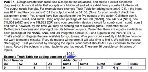 Solved Part 1 Design Create Truth Table Use K Maps To