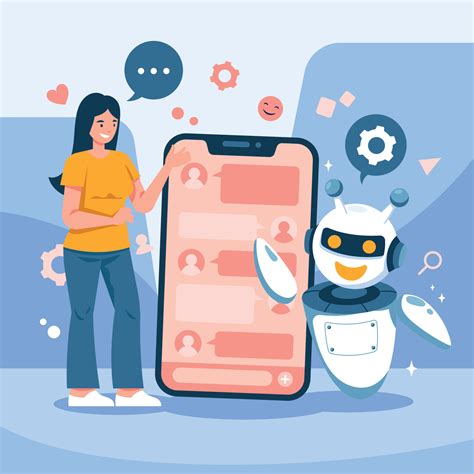 Artificial Intelligence Chat Bot Serving A Woman 22450458 Vector Art At