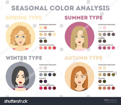 Seasonal Color Analysis Winter Autumn Summer Stock Vector Royalty Free 1260030232 Shutterstock