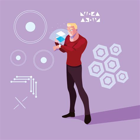 man using technology of augmented reality 679301 vector art at vecteezy