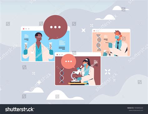 Scientists Working Dna Test Tubes Researchers Stock Vector Royalty