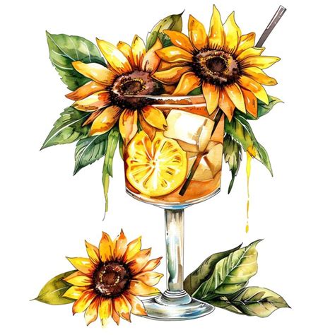 Watercolor Fancy Cocktail Premium Ai Generated Image