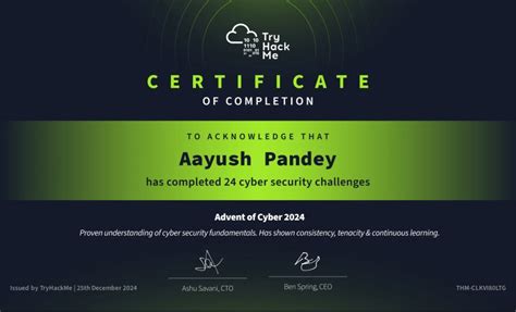 Aayush Pandey On Linkedin Cybersecurity Adventofcyber2024 Tryhackme