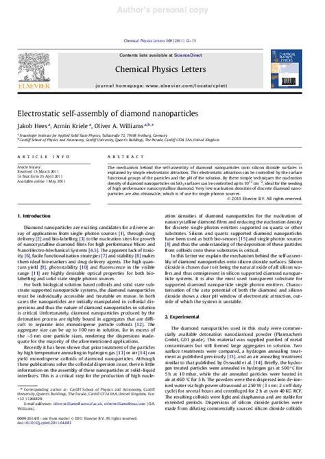 Pdf Electrostatic Self Assembly Of Diamond Nanoparticles