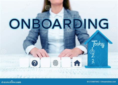 hand writing sign onboarding business showcase action process of