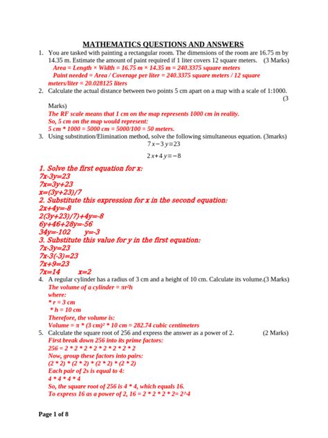 Basic Mathematics Practice Questions And Answers Pdf Area Cartesian Coordinate System