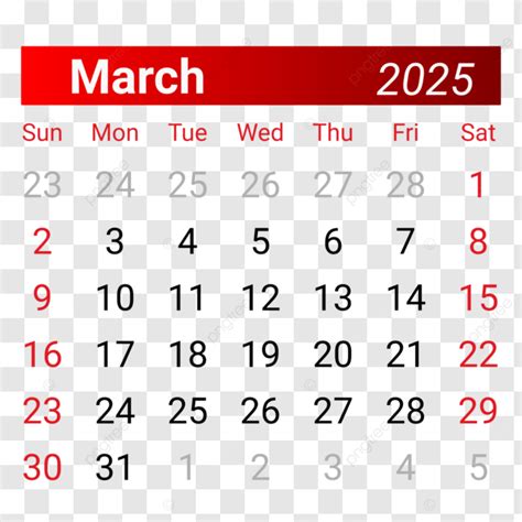 2025년 3월 달력 벡터 2025년 3월 달력 달력 2025 2025년 3월 Png 일러스트 및 벡터 에 대한 무료