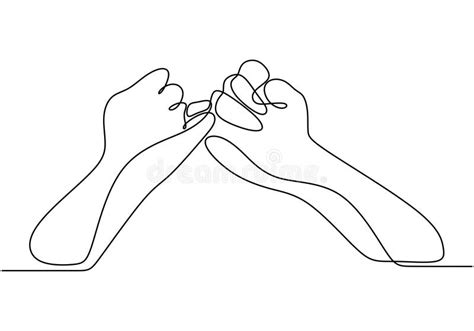 Interlocking Pinky Fingers In One Continuous Line Drawing Minimalist Design For Friendship And