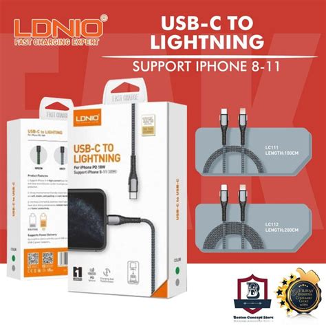 Ldnio Lc111 1m Lc112 2m Type C To Lightnin For Ip 18w Pd Fast Charging Cable Shopee Malaysia