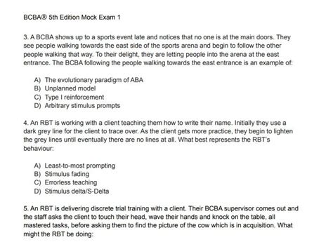 Th Edition Task List BCBA Mock Exam Questions Th Edition Task List Board Certified
