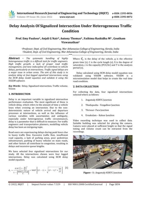 delay analysis of signalized intersection under heterogeneous traffic condition pdf