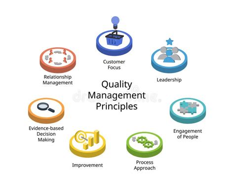 The 7 Principles Of Quality Management Stock Vector Illustration Of Procedures Leadership