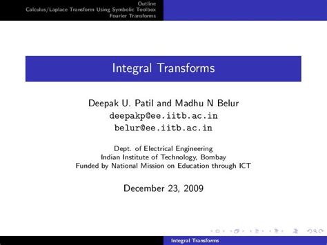 Pdf Integral Transforms Filesworkshops09 12 21