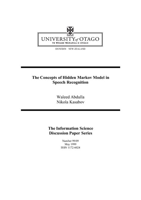 Pdf The Concepts Of Hidden Markov Model In Speech Recognition
