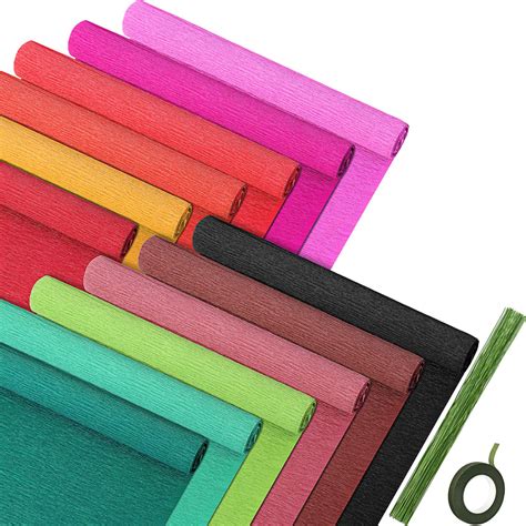 12 Rolls Crepe Paper Rolls 12 Colors Wide Crepe Paper Streamer 10 Inch